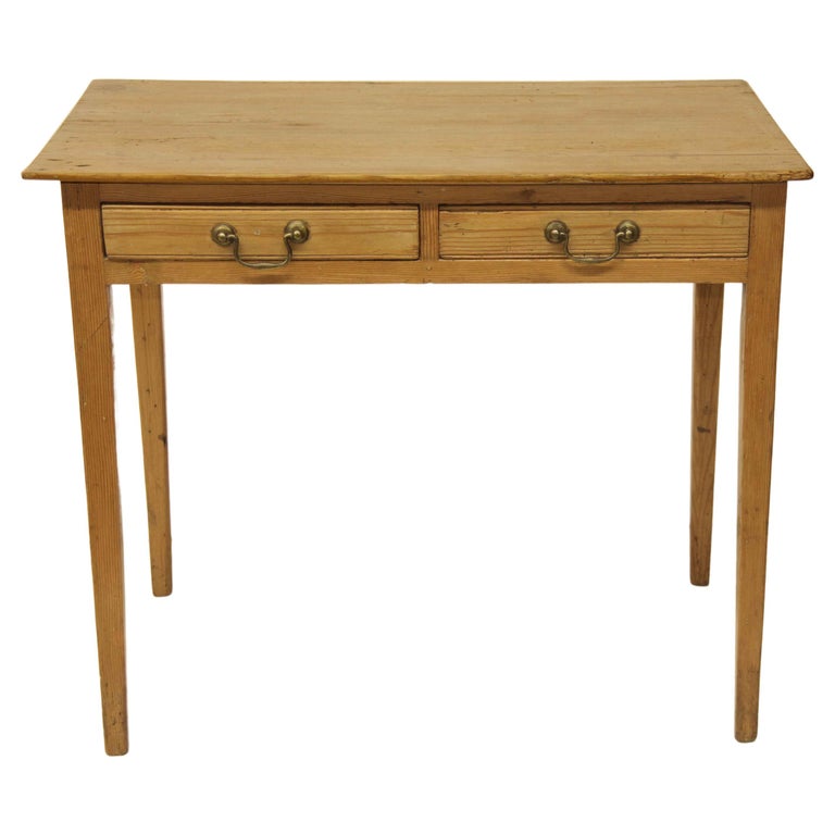 English Stripped Pine Two Drawer Table For Sale at 1stDibs