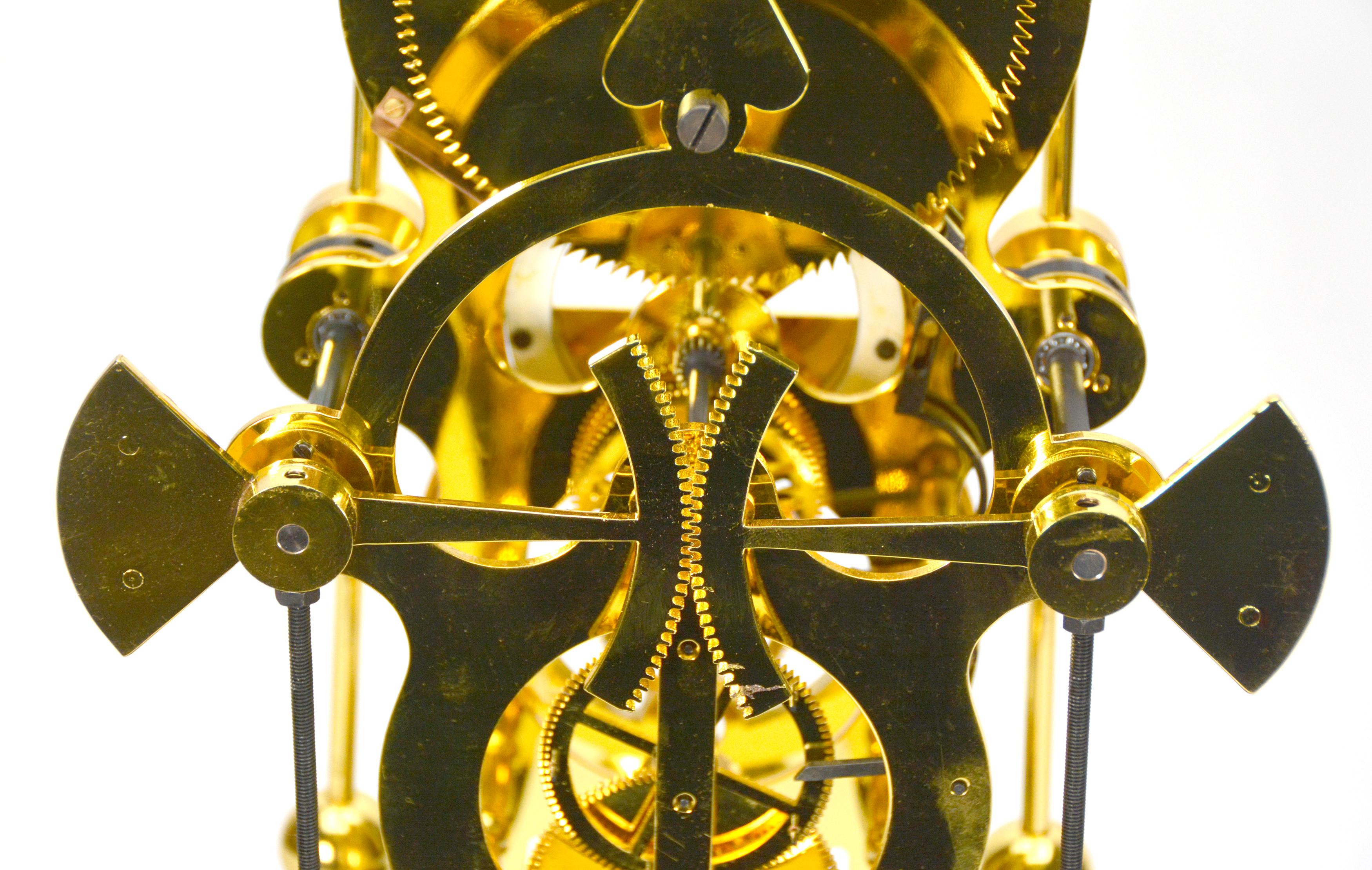 English Style 24K Grasshopper Fusee Double Pendulum Skeleton Sea Clock ...