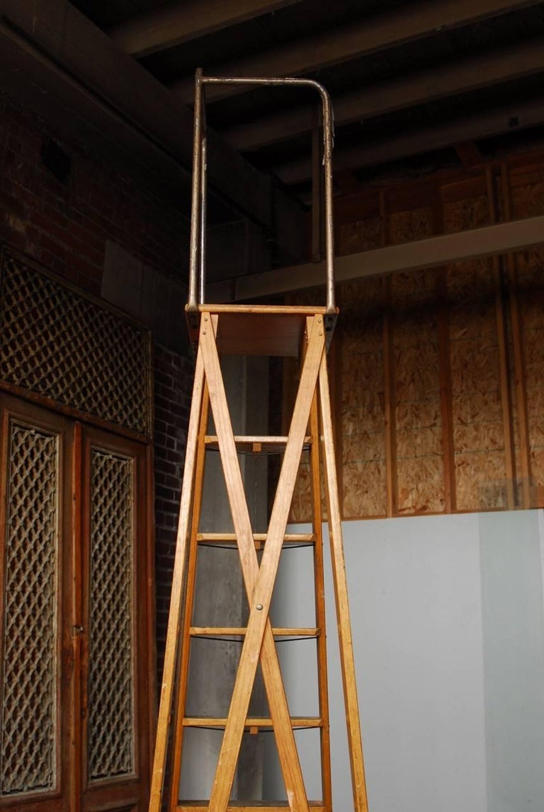 English Style Oak Library Ladder Staircase at 1stDibs