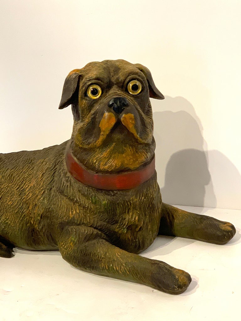 English Style Recumbent Pug Dog with Glass Eyes For Sale at 1stDibs ...
