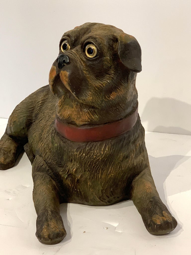 English Style Recumbent Pug Dog with Glass Eyes For Sale at 1stDibs ...