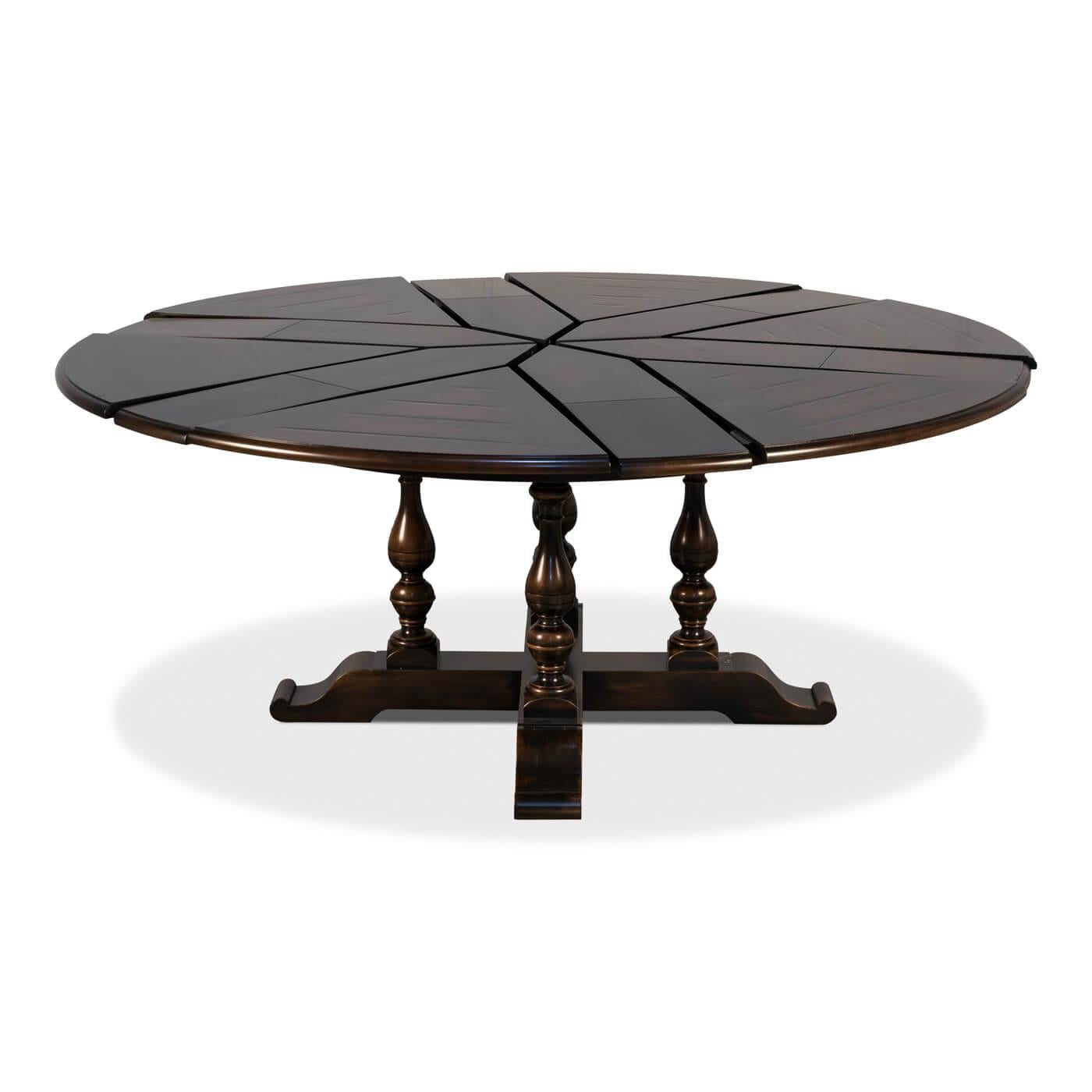 English Style Round Extension Dining Table, Ebony Finish For Sale at ...