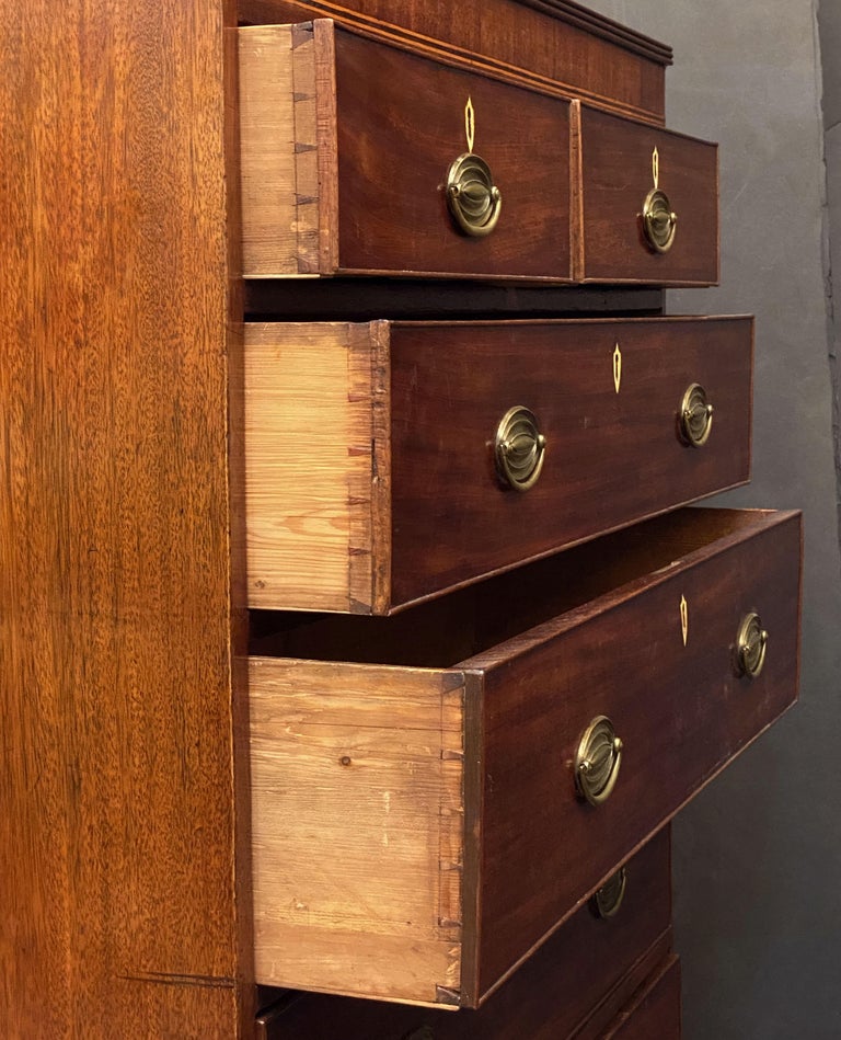 English Tall Chest or High Chest of Drawers of Mahogany at 1stDibs