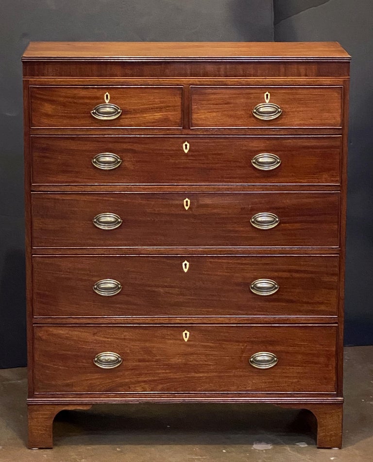 English Tall Chest or High Chest of Drawers of Mahogany at 1stDibs