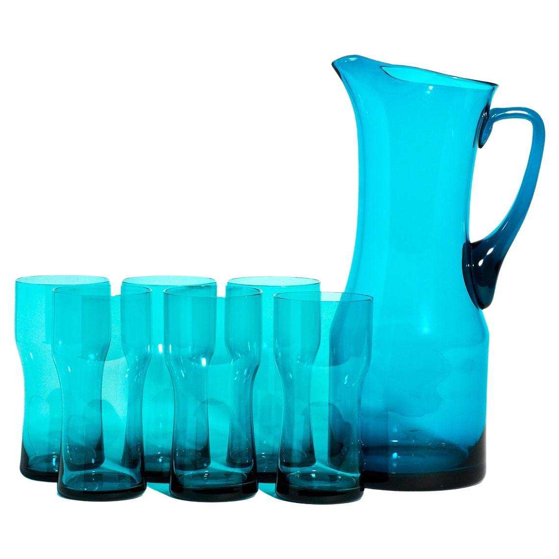 An English Bristol Blue Blown Glass Pitcher at 1stDibs