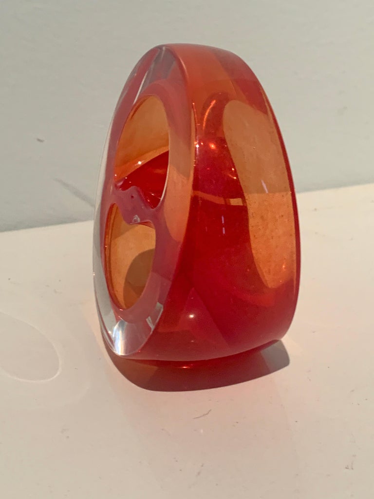 English Teign Valley Red Art Glass Sculpture Paper Weight Bookend For ...
