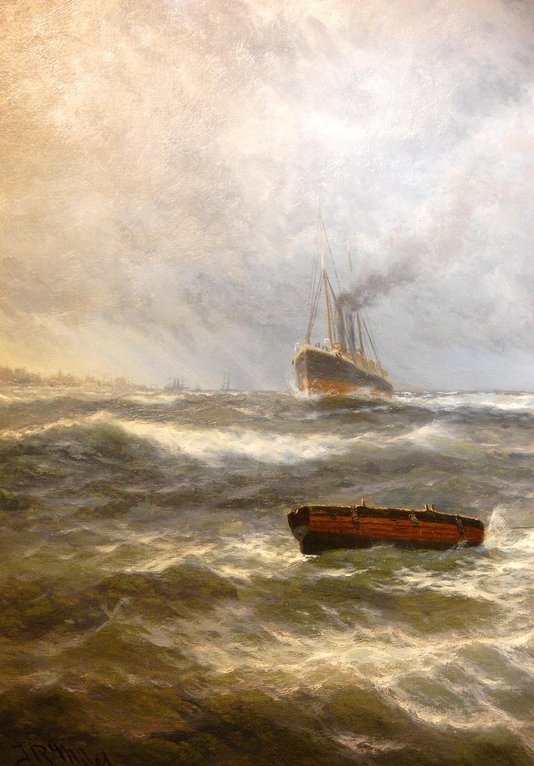 English Thomas Rose Miles 19th Century Large Original Marine Oil ...