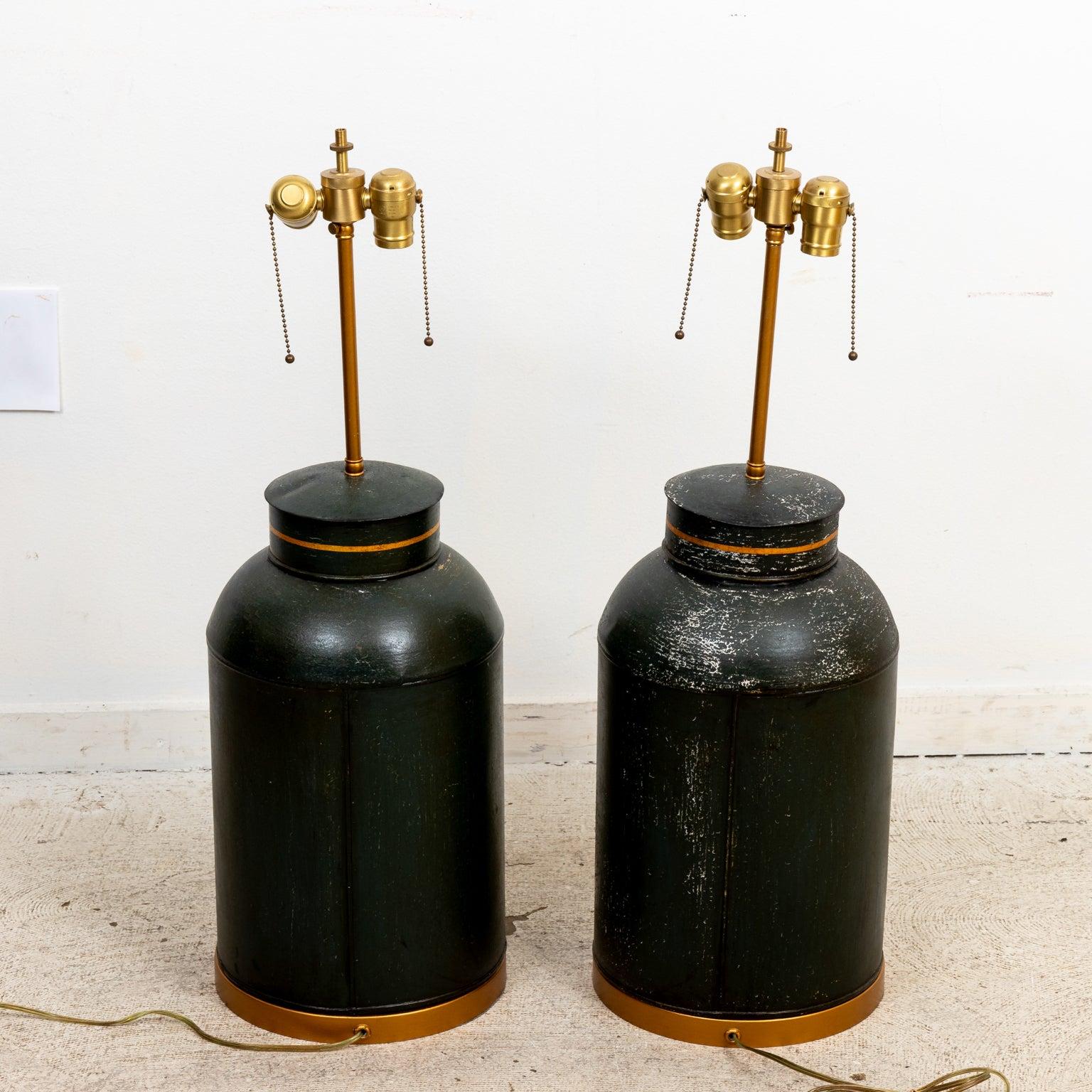 English Tole Tea Canister Lamps For Sale at 1stDibs