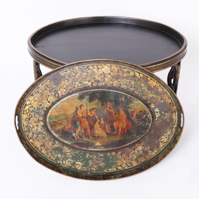 English Tole Tray Table For Sale at 1stDibs
