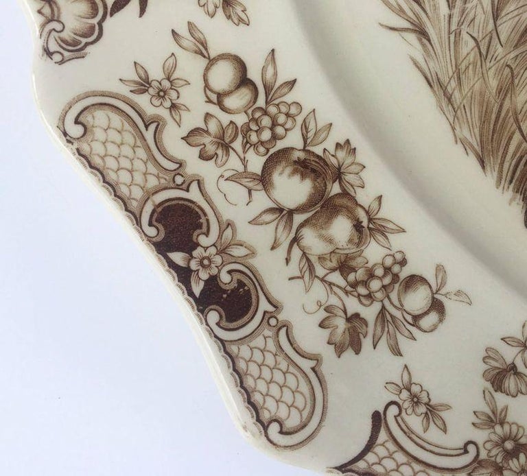 English Transferware Large Turkey Platter, Flying Turkeys by Johnson ...