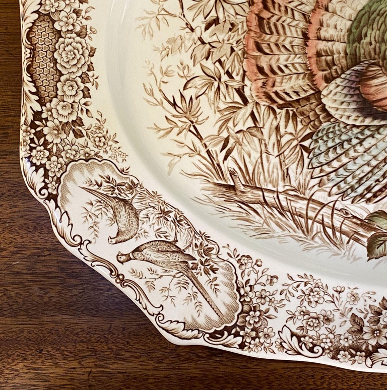 English Transferware Large Turkey Platter, Native American by Johnson ...