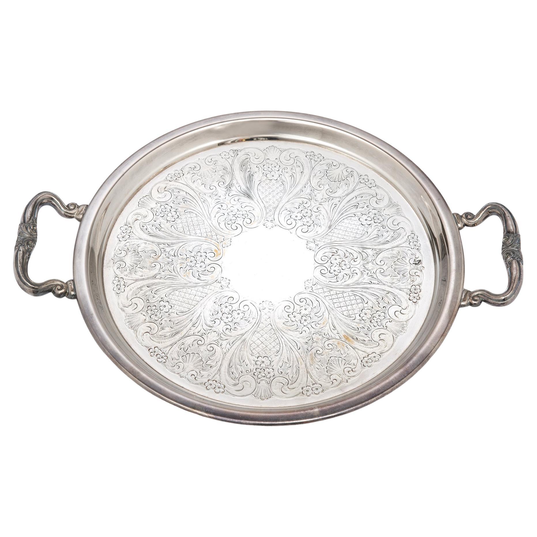 English Tray in Silver Plate with Handles at 1stDibs