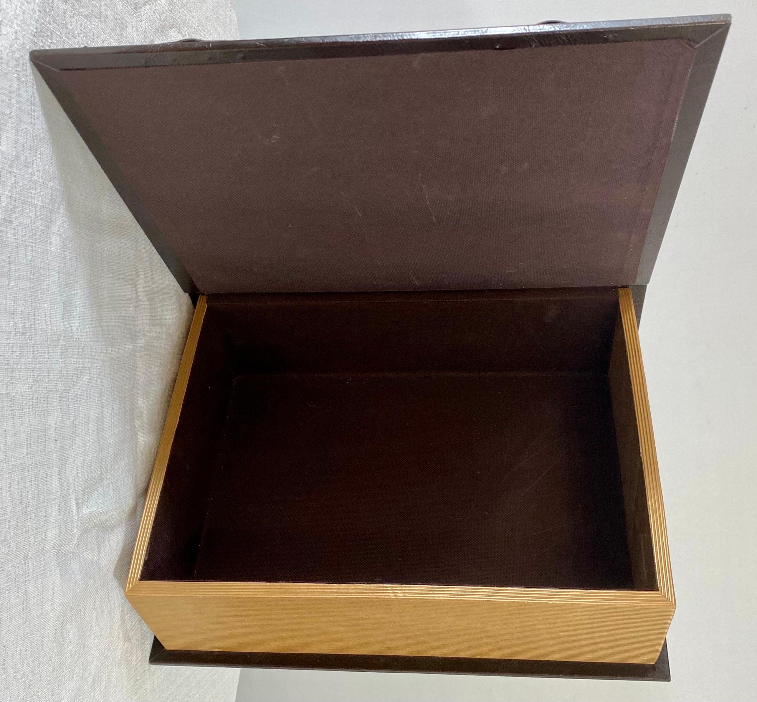 English Tudor style brown Leather Wooden Book Box For Sale at 1stDibs