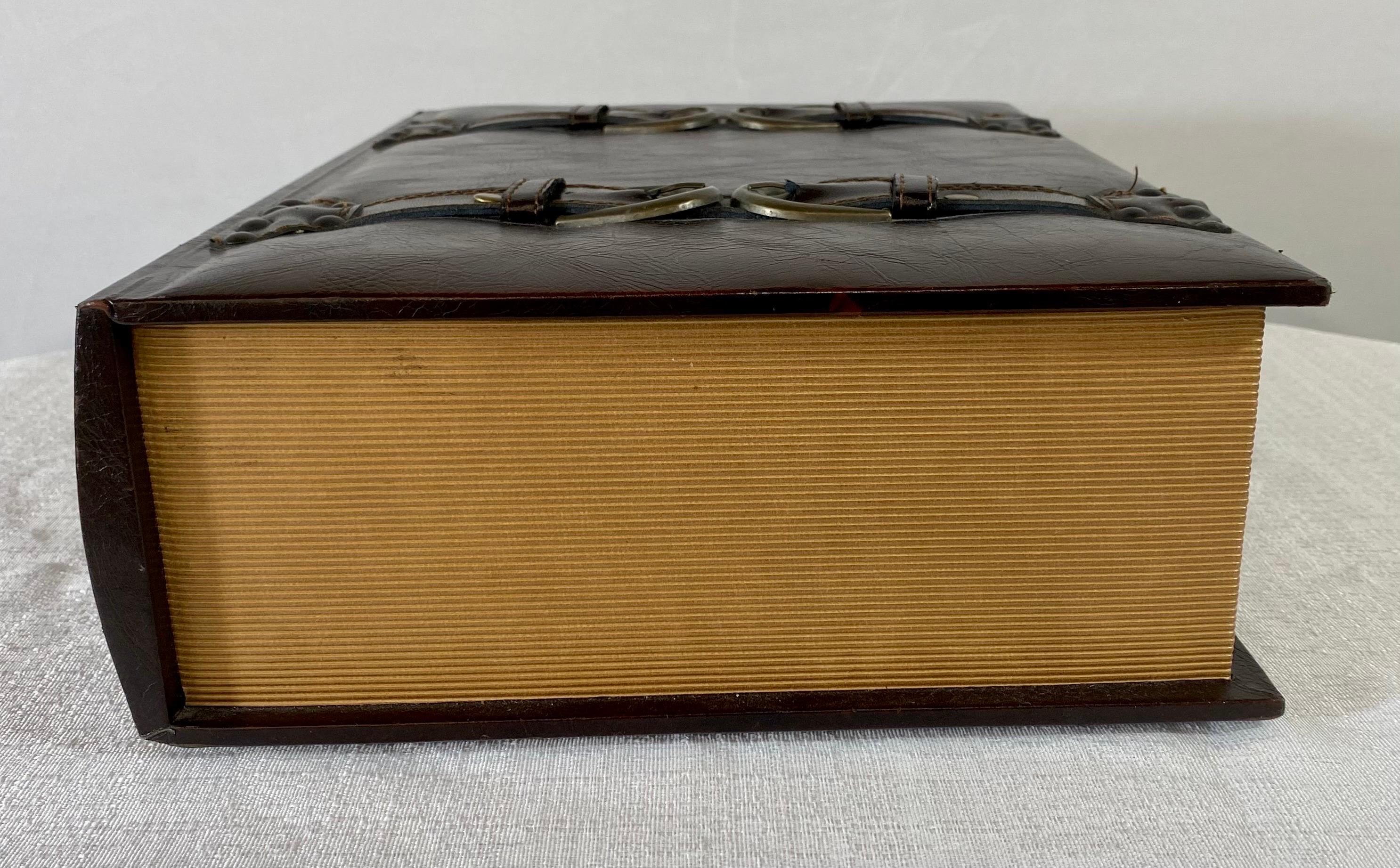 English Tudor style brown Leather Wooden Book Box For Sale at 1stDibs