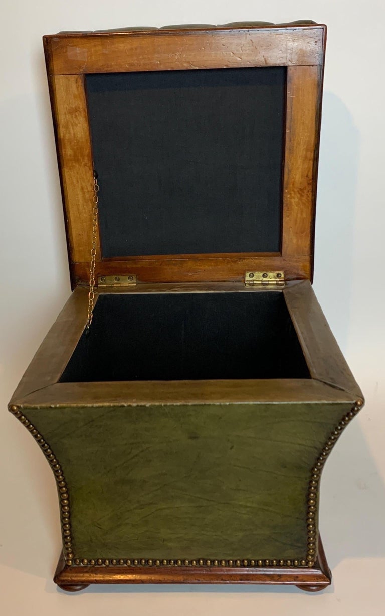 English Tufted Leather Ottoman at 1stDibs