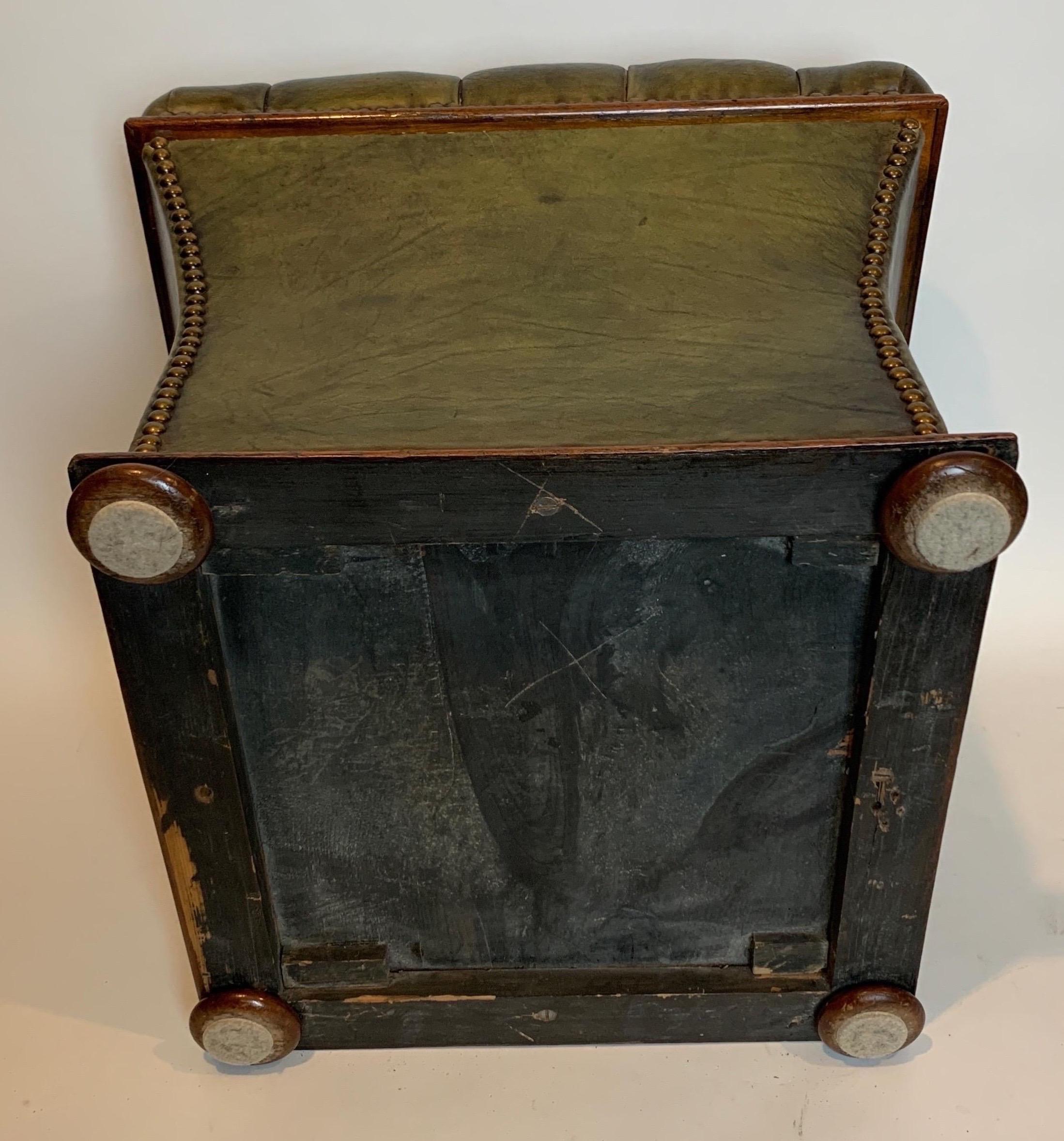 English Tufted Leather Ottoman at 1stDibs
