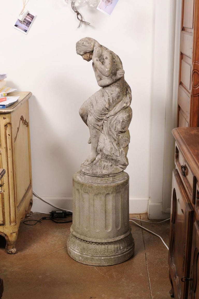 English Turn of the Century 1900s Carved Stone Statue of Venus Sitting ...