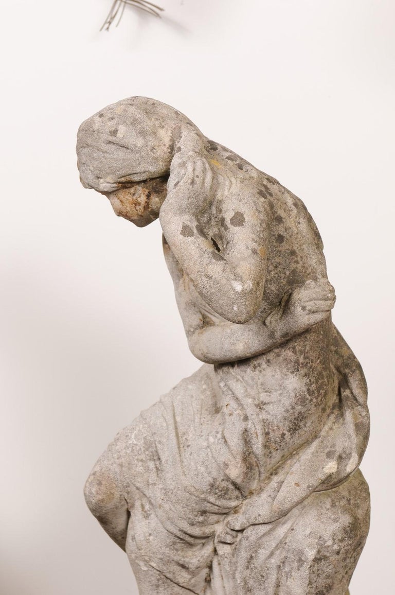 English Turn of the Century 1900s Carved Stone Statue of Venus Sitting ...