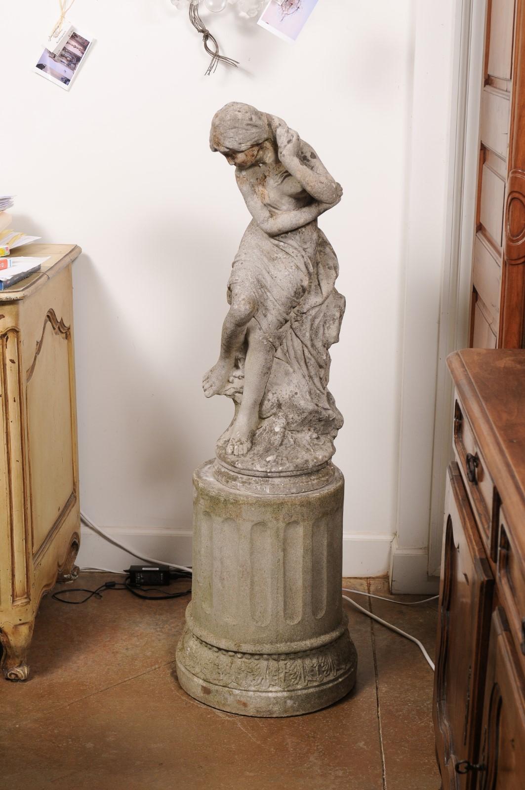 English Turn of the Century 1900s Carved Stone Statue of Venus Sitting ...