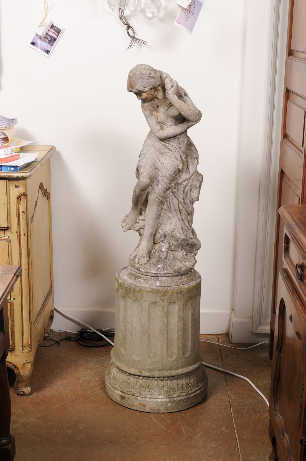 English Turn of the Century 1900s Carved Stone Statue of Venus Sitting ...