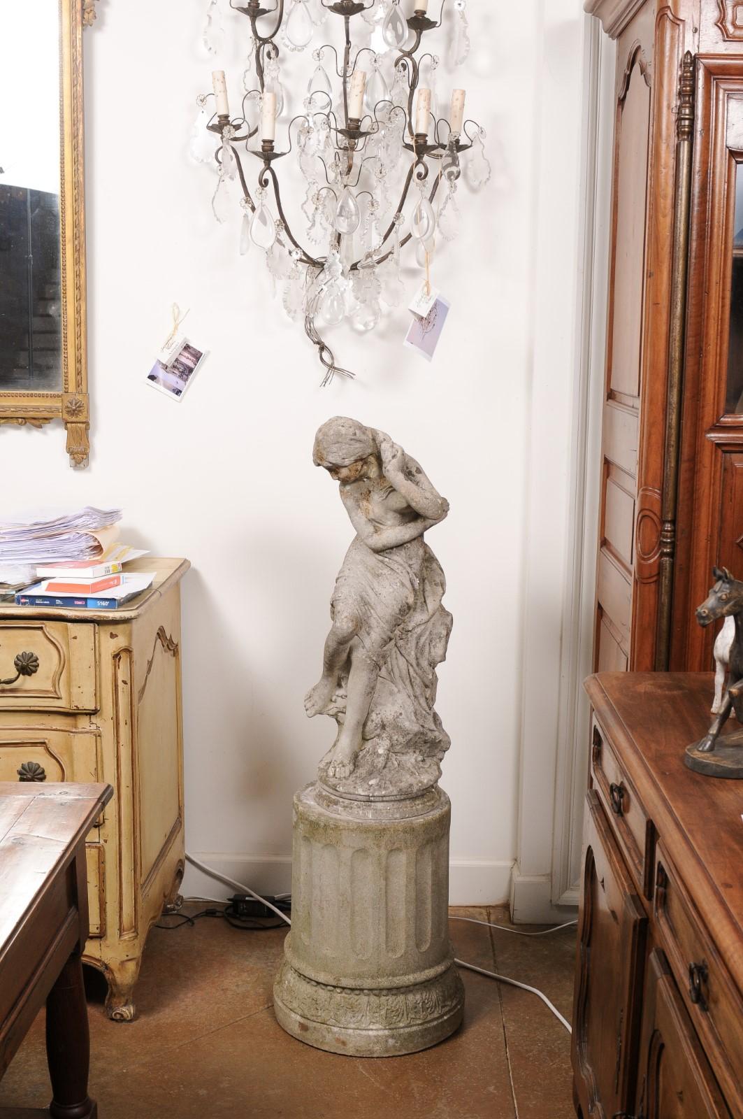 English Turn of the Century 1900s Carved Stone Statue of Venus Sitting ...