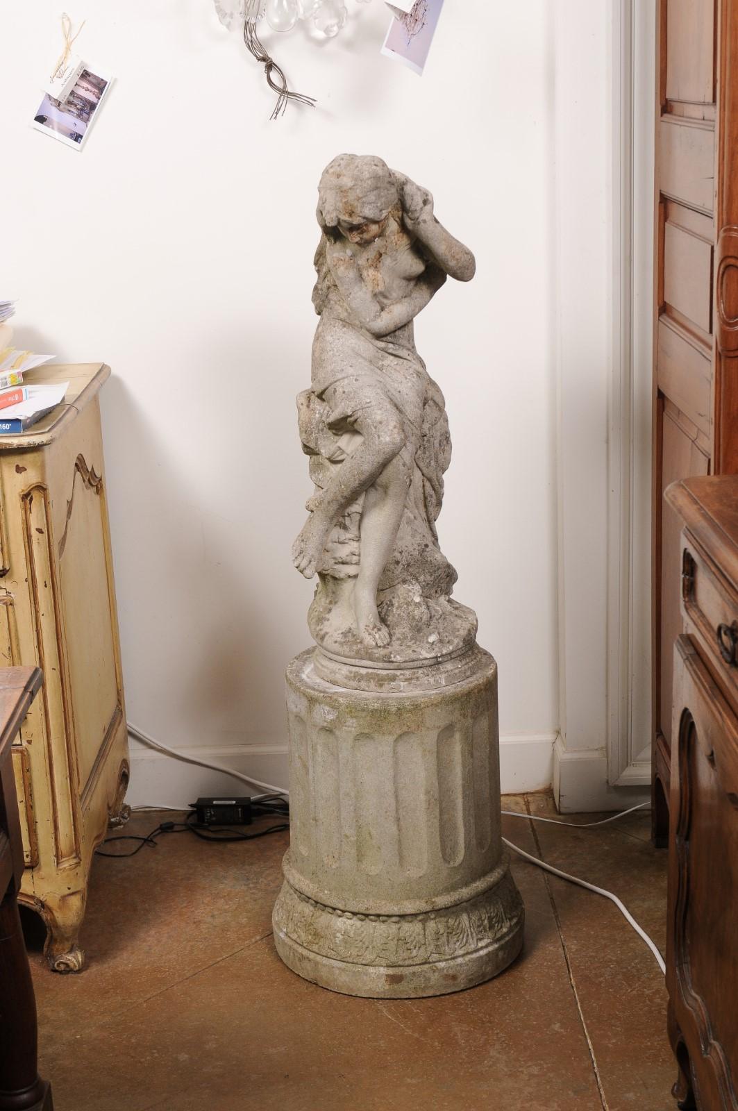 English Turn of the Century 1900s Carved Stone Statue of Venus Sitting ...