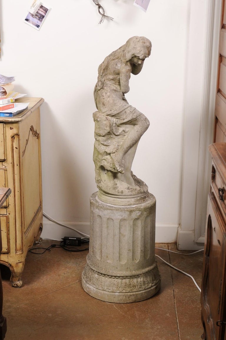 English Turn of the Century 1900s Carved Stone Statue of Venus Sitting ...