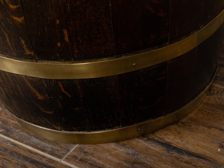 English Turn of the Century Oak Barrel with Brass Braces, circa 1900 ...