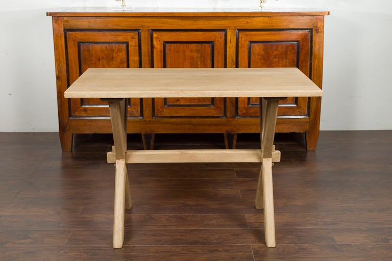 English Turn of the Century Oak Sawbuck Table with X-Form Base, circa ...
