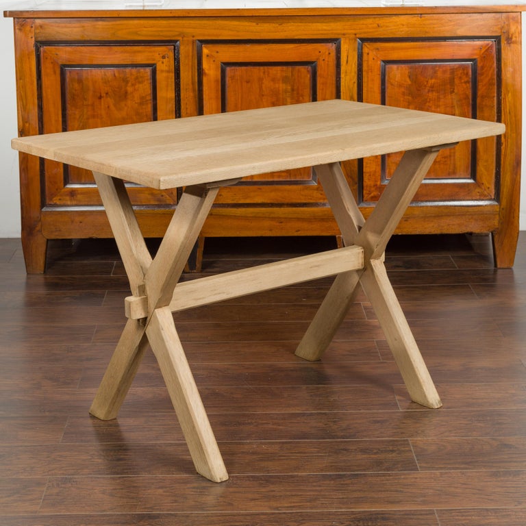 English Turn of the Century Oak Sawbuck Table with X-Form Base, circa ...