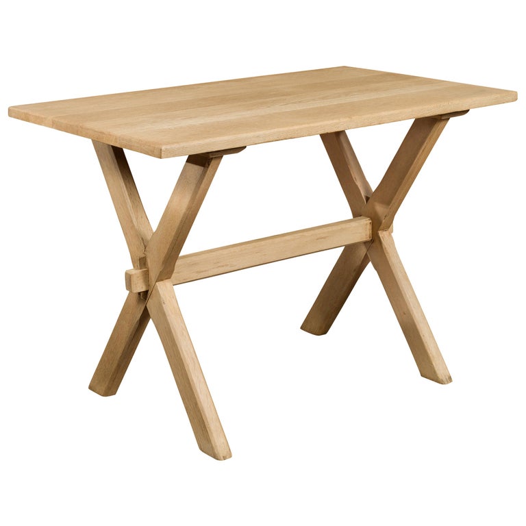 English Turn of the Century Oak Sawbuck Table with X-Form Base, circa ...