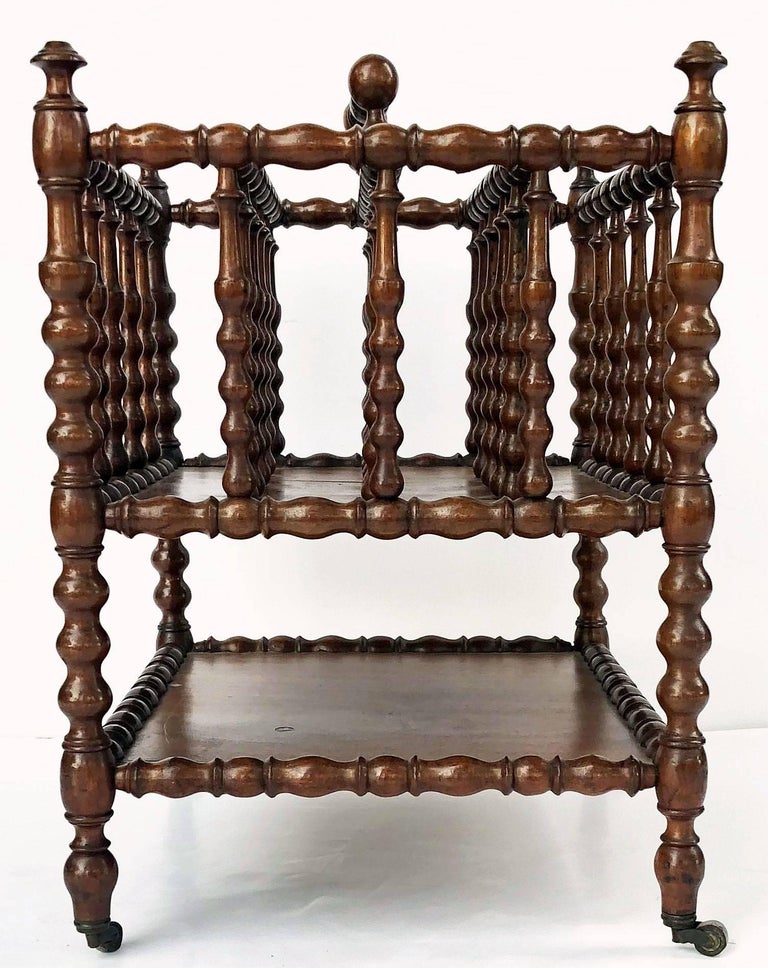 English Turned Spindle Canterbury or Magazine Rack at 1stDibs