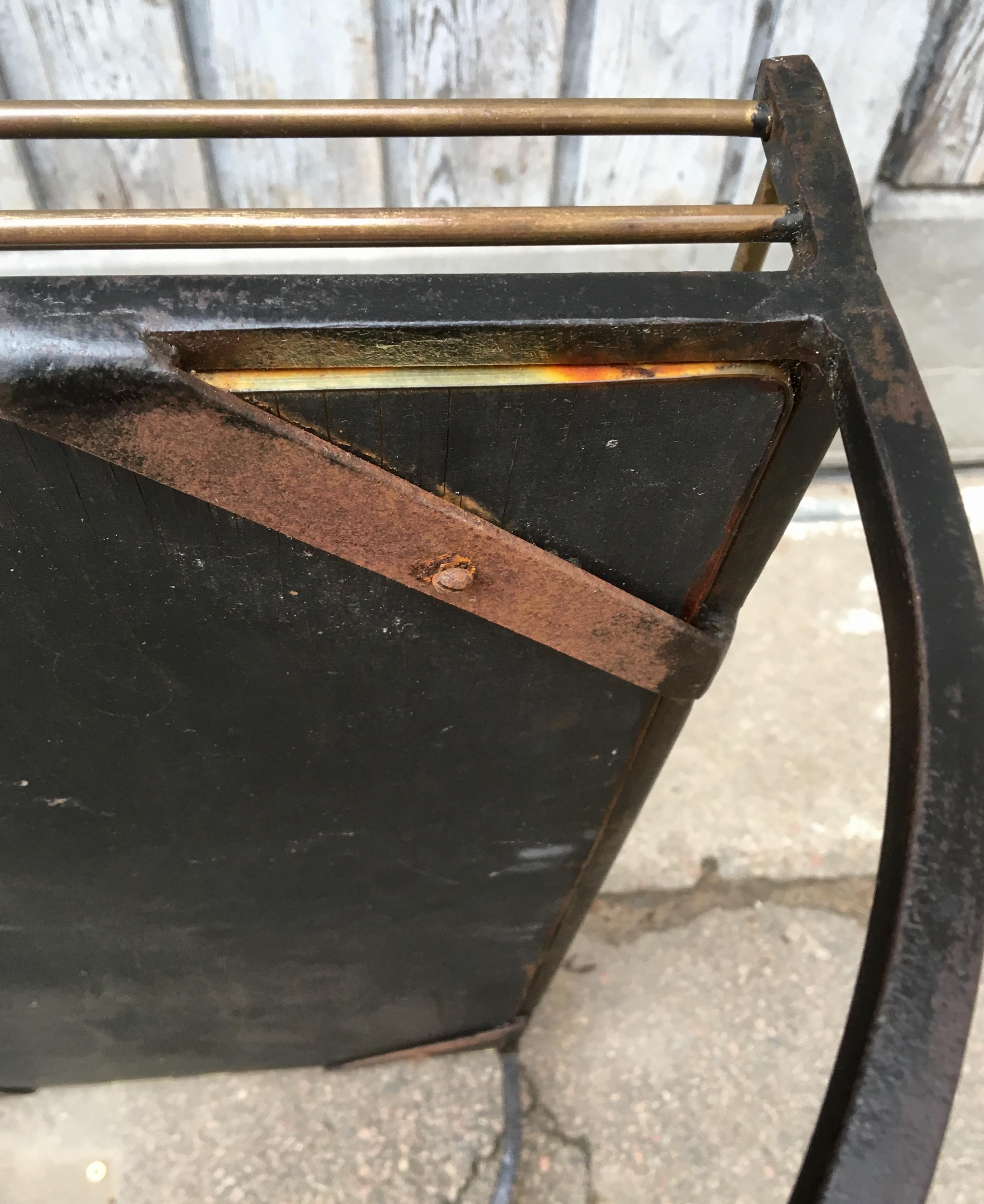 English Two-Tier Mid-Century Brass and Iron Bar Cart With Lion Heads at ...