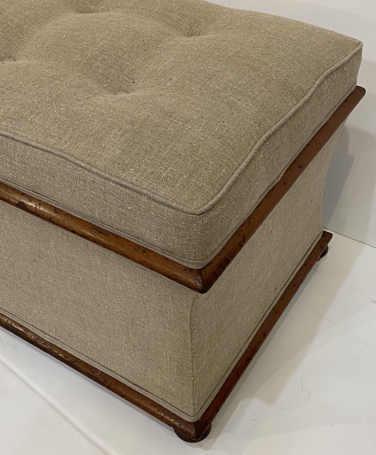 English Upholstered Trunk or Pouffe Ottoman Seat on Casters For Sale at ...