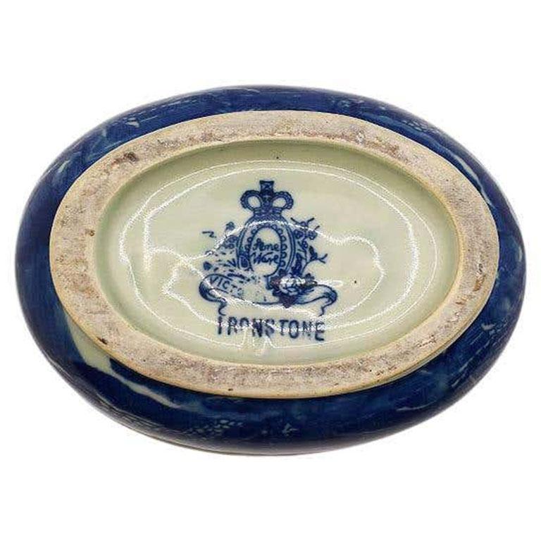 English Victoria Ware Ironstone Blancmange Fish Mould in Blue and White ...