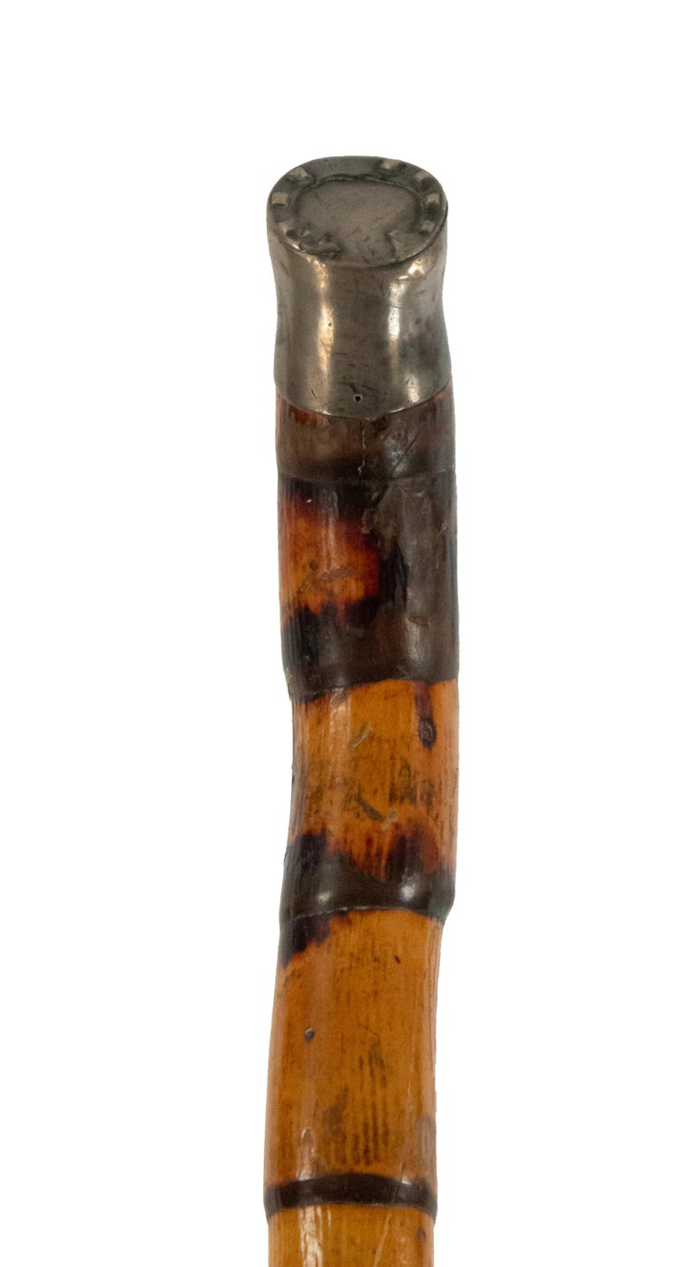 English Victorian Bamboo Cane with Pewter Cap in the Shape of a ...