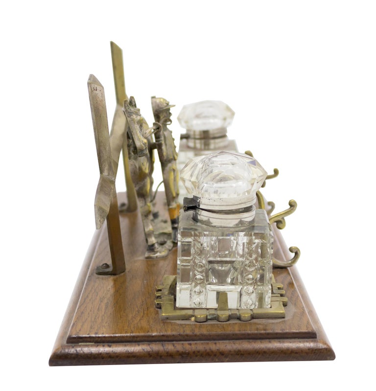 English Victorian Bronze Double Inkwell with Horse For Sale at 1stDibs