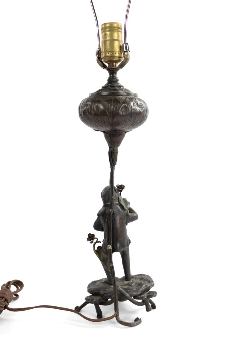 English Victorian Bronze Monkey Table Lamp For Sale at 1stDibs