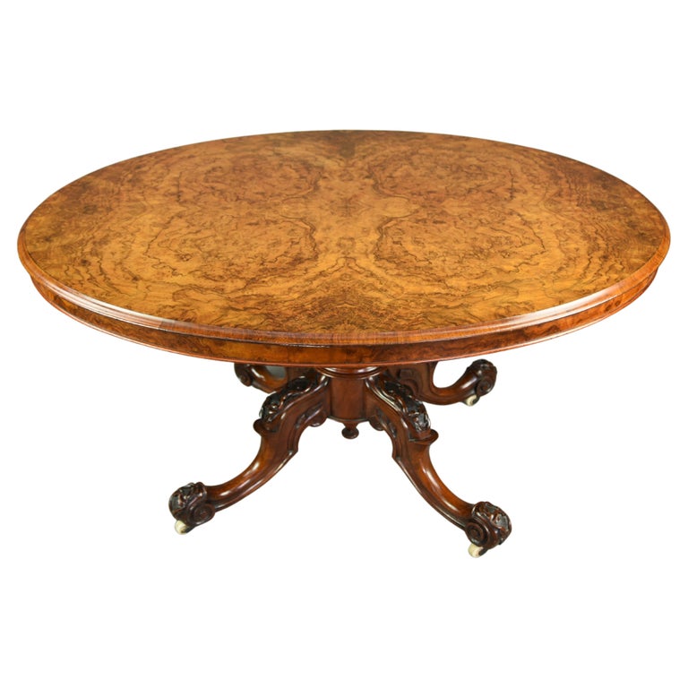English Victorian Burr Walnut Centre Table at 1stDibs