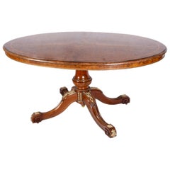 19th Century English Victorian Burr Walnut Marquetry Breakfast Table ...