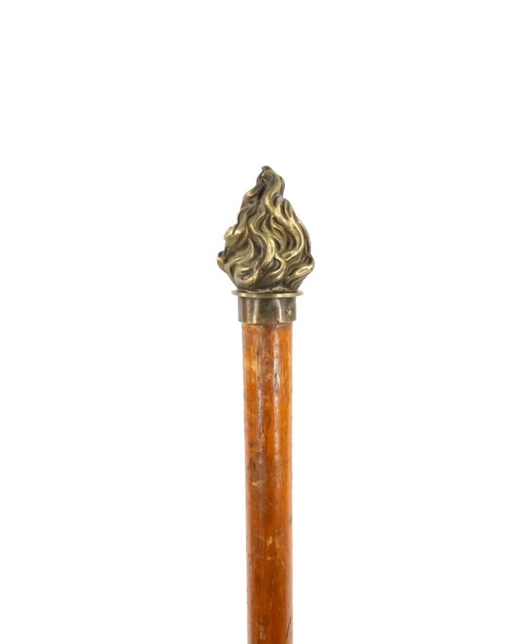 English Victorian Cane with Brass Flame For Sale at 1stDibs