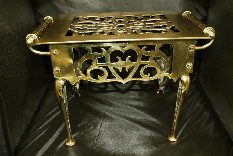 English Victorian Cast Brass Footman with Cabriole Legs Pierced ...