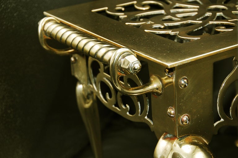 English Victorian Cast Brass Footman with Cabriole Legs Pierced ...