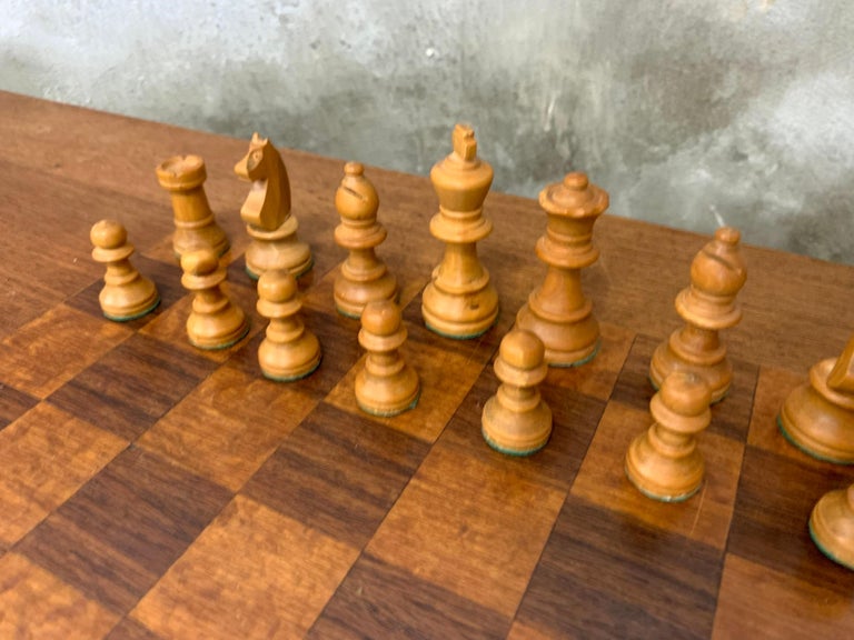 English Victorian Chess Table Oak on Stone Wheels, Around 1880 at 1stDibs