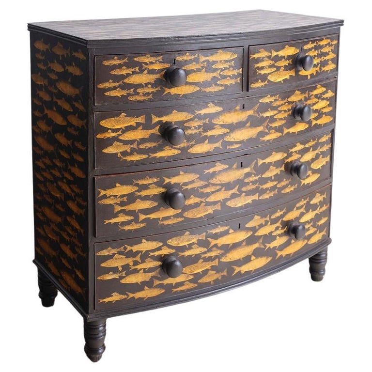 English Victorian Chest with Fish Design, circa 1880 For Sale at 1stDibs