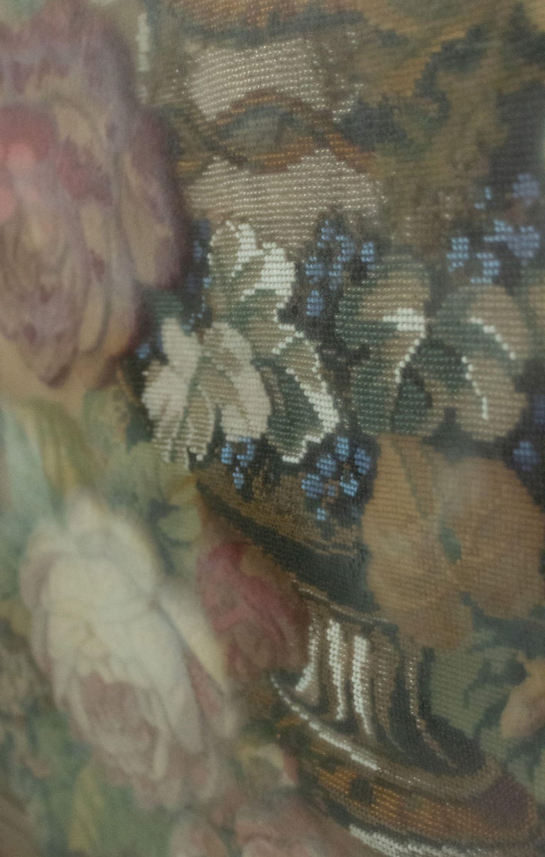 English Victorian Framed Floral Beaded and Wool Work Embroidery For ...