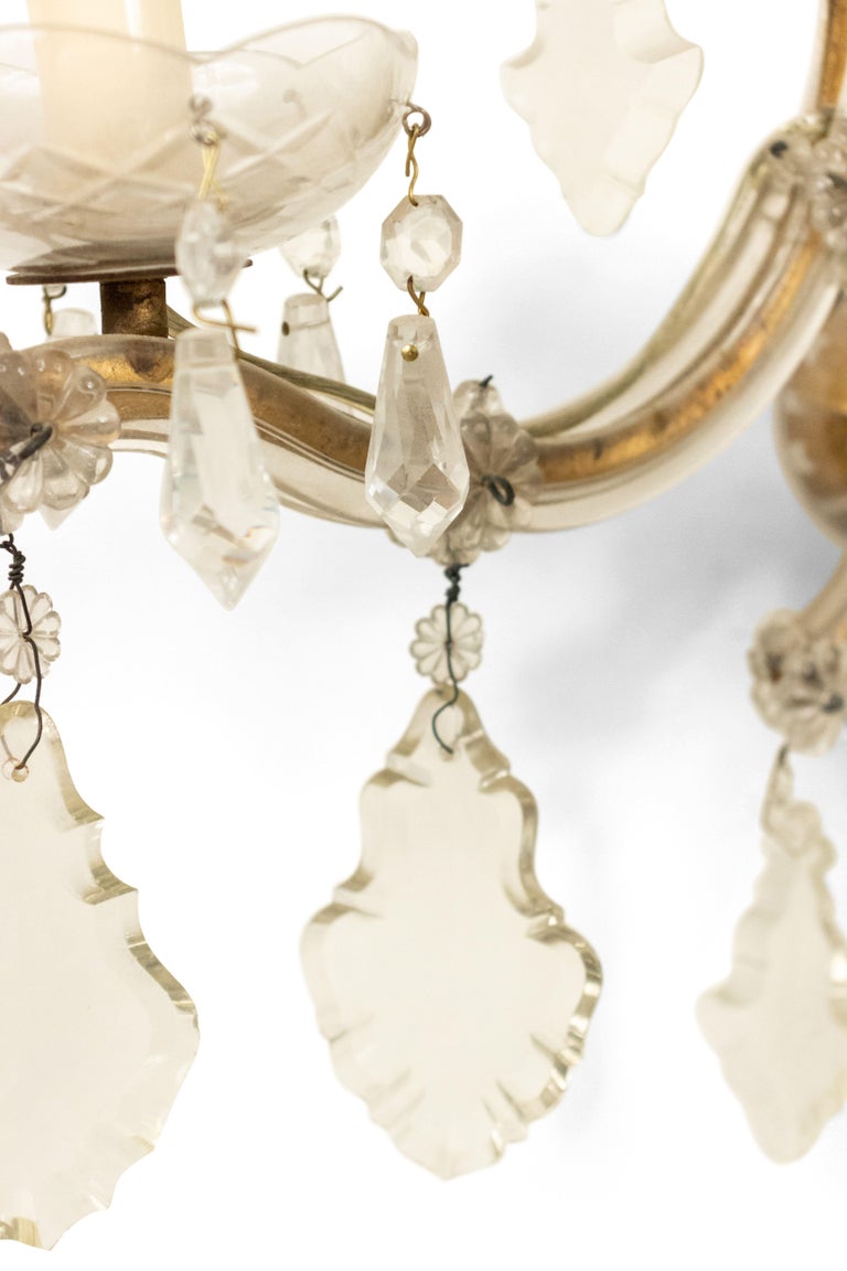 English Victorian Gilt Metal and Crystal Wall Sconces For Sale at 1stDibs