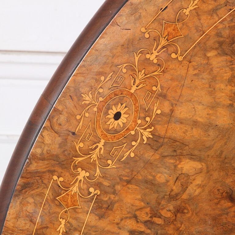 English Victorian Inlaid Burl Walnut Occasional 'Loo' Table Centre ...