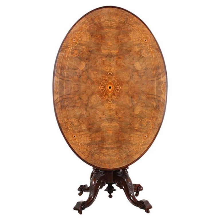 English Victorian Inlaid Burl Walnut Occasional 'Loo' Table Centre ...