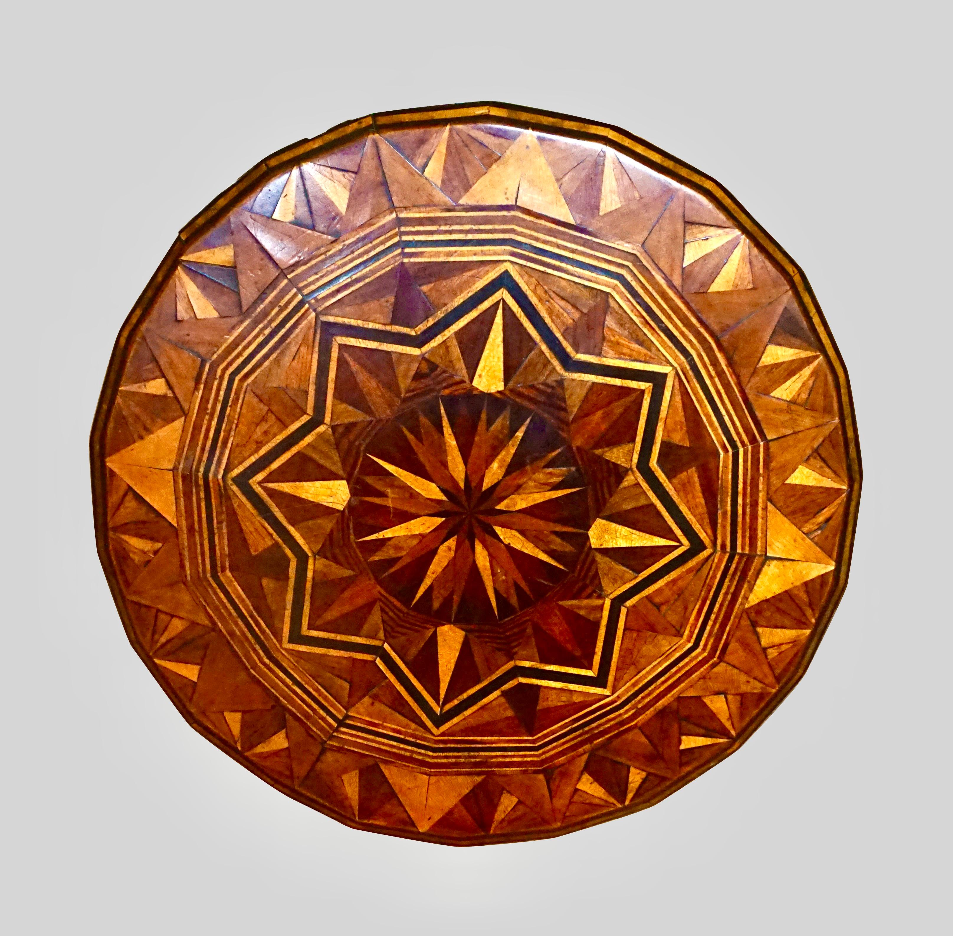 English Victorian Inlaid Exotic Wood Top Side Table For Sale at 1stDibs